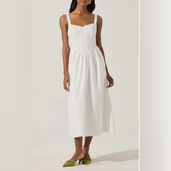 Astr | Dresses | White Structured Midi Dress | Poshmark